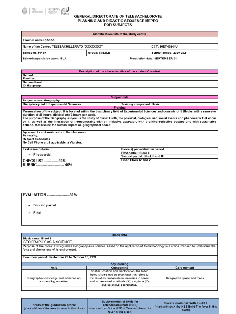 Planning GEOGRAPHY Mepeo | PDF | Geography | Knowledge