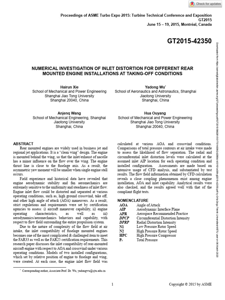 Numerical Investigation of Inlet Distortion For Different Rear Mounted Engine Installations at ...