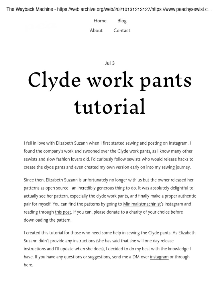 Clyde Work Pants Tutorial - Peachy Sewist | PDF | Seam (Sewing) | Trousers