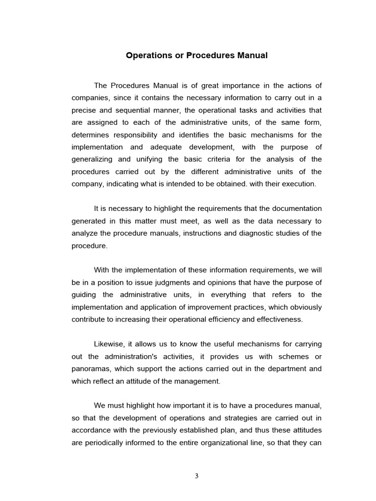 Operation or Procedures Manual | PDF | Observation | Information