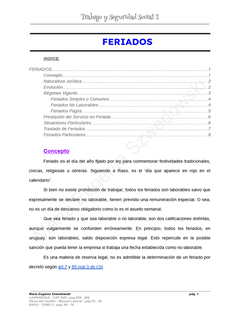 (Derecho - Laborales) 4 - FERIADOS | PDF | Salario | Días festivos