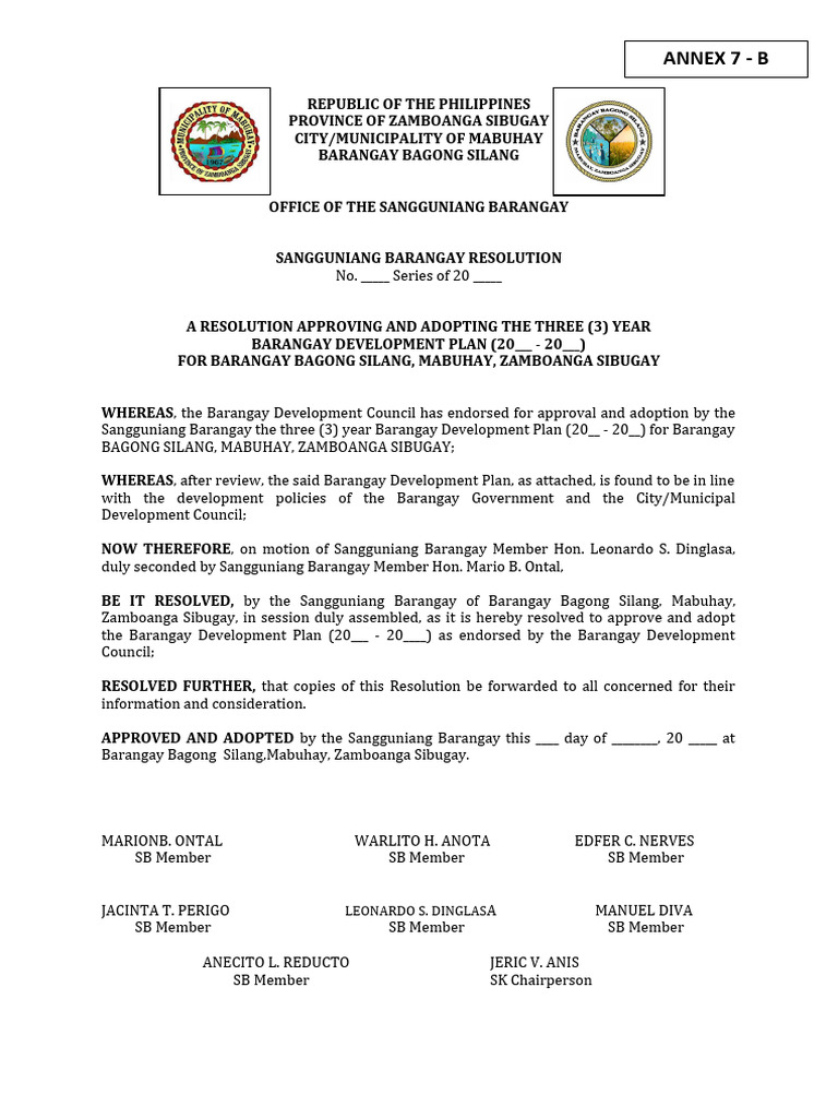 Resolution Adopting The BDP | PDF | Philippines