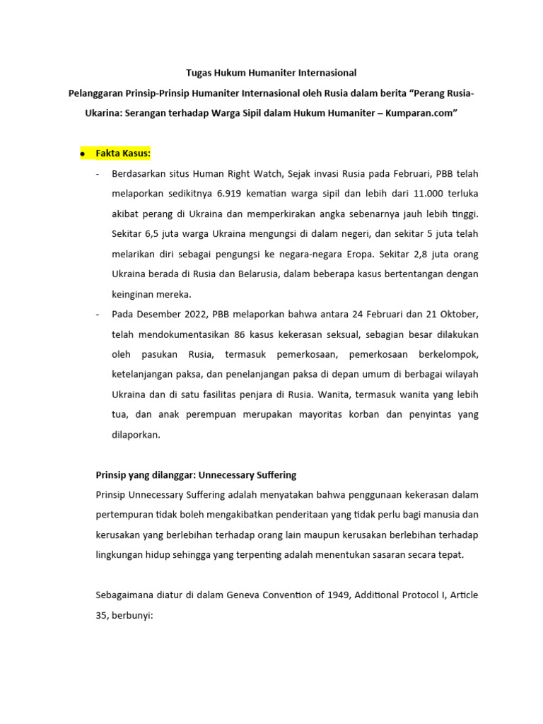 Pelanggaran Prinsip Humaniter | PDF