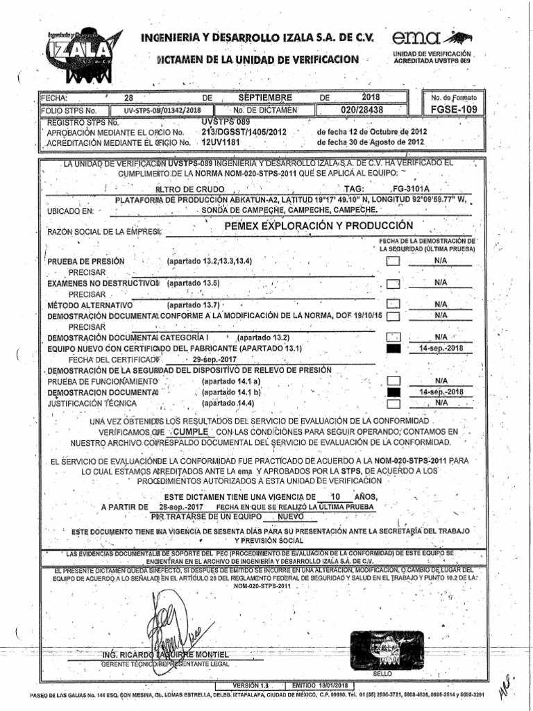 FG-3101A__DICTAMEN STPS DE RSP | PDF