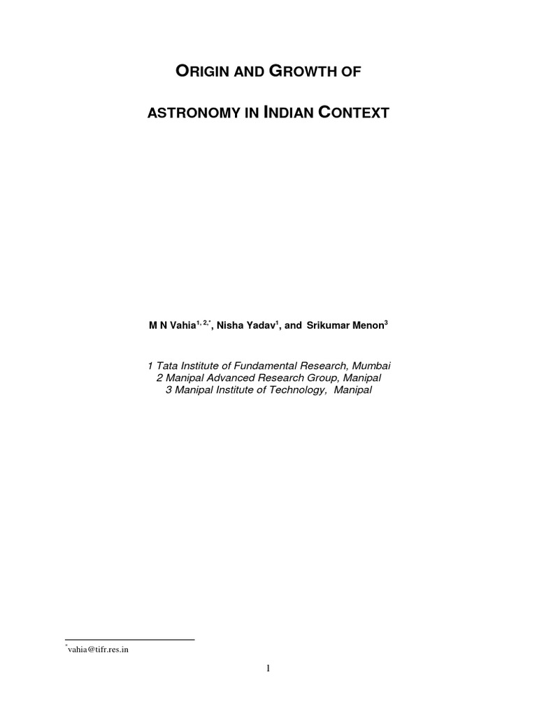 Origin and Growth of Astronomy in India | PDF | Orbit | Apsis