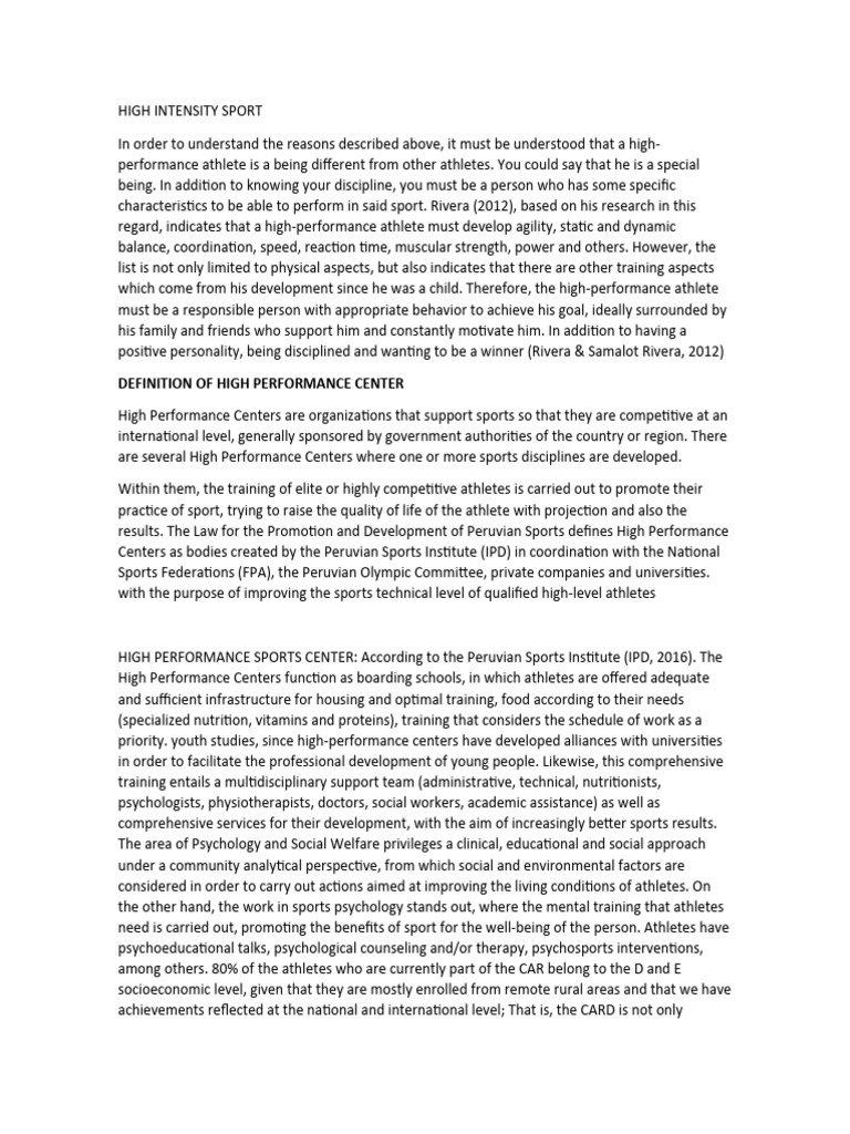 High Intensity Sport | PDF | Physical Therapy | Sports