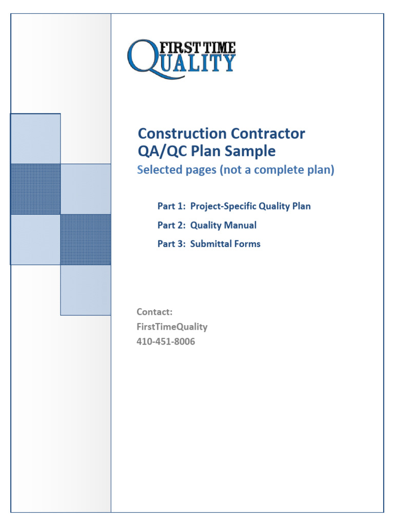 Contractor QA - QC Plan - Sample | PDF | Technology & Engineering
