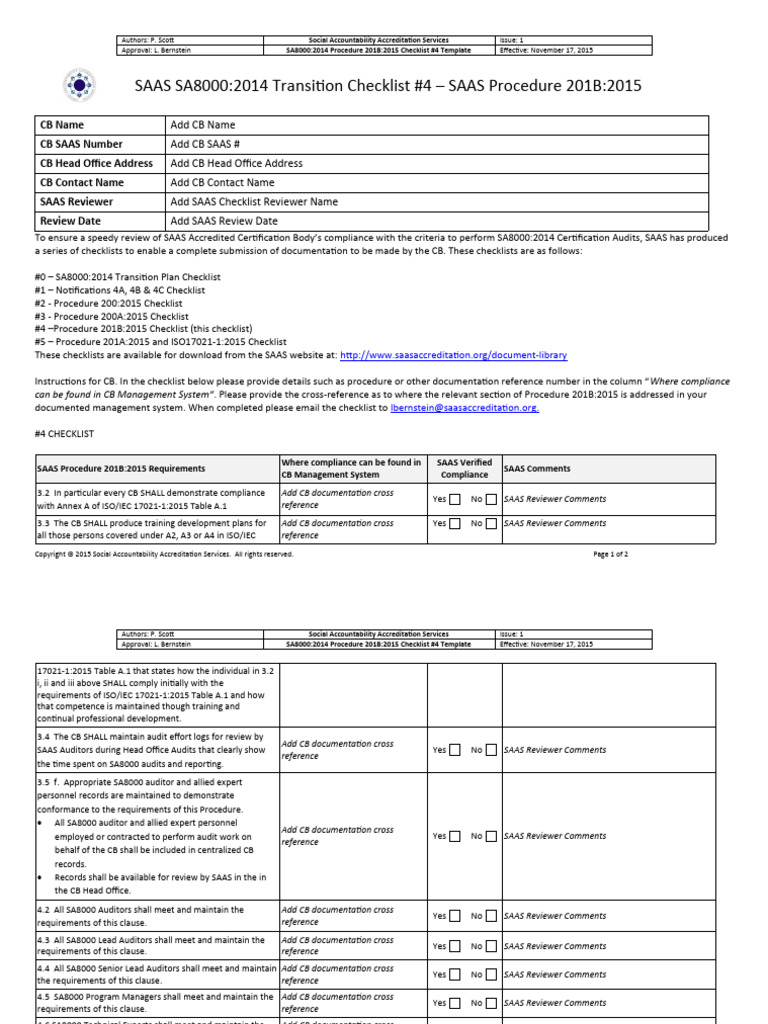 SA8000.2014 Procedure | Download Free PDF | Audit | Business
