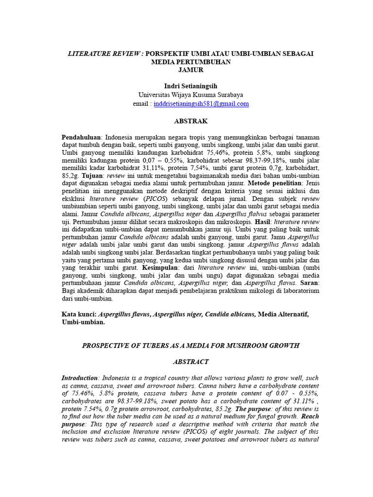 Literatur Review Indri Mikologi | PDF | Sains & Matematika | Teknologi & Rekayasa