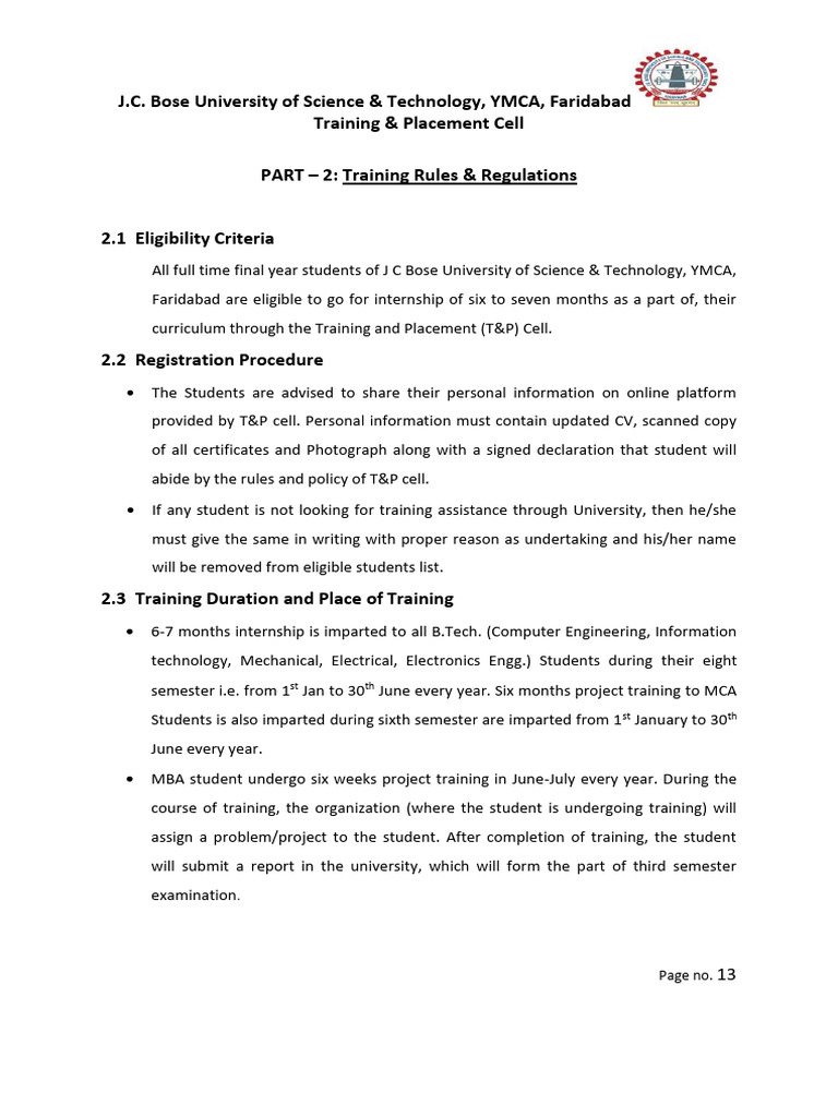 Training Placement Rules Part - 32 | PDF | Finance & Money Management