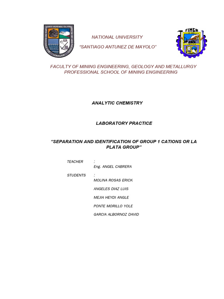 Separation of Group I Cations in Lab | PDF | Precipitation (Chemistry ...