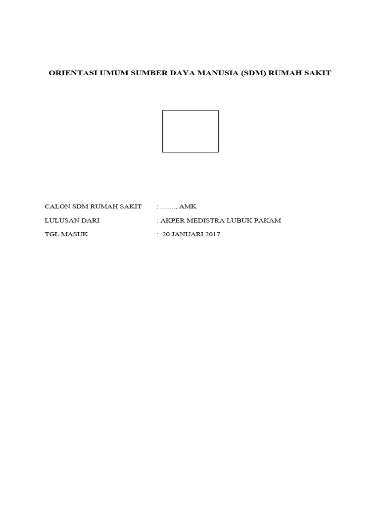 Orientasi Umum Sumber Daya Manusia (SDM) Rumah Sakit | PDF