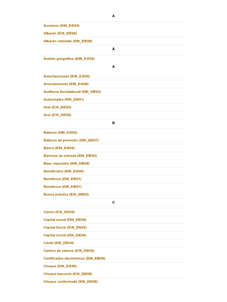 Glosario para EIE Educación Infantil | PDF