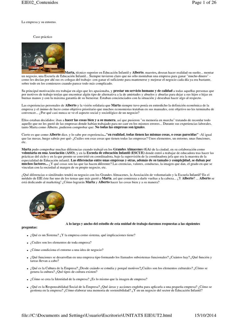 Temario Ut2 Eie Edicscion Infantil Contenidos | PDF | Business | Marketing