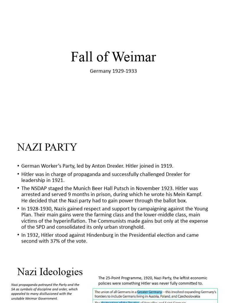 Fall - of - Weimar (By Ushinjan128) | PDF | Nazi Party | Adolf Hitler