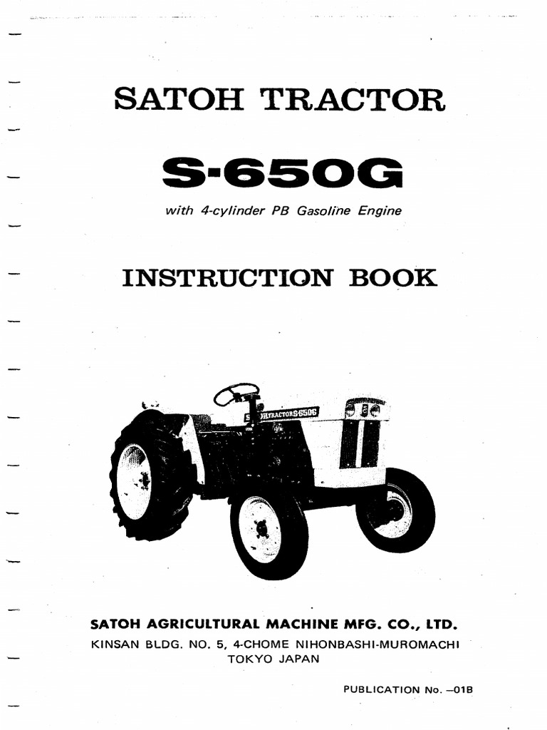 Satoh S-650G With 4-Cylinder PB Gasoline Engine Instruction Book | PDF ...