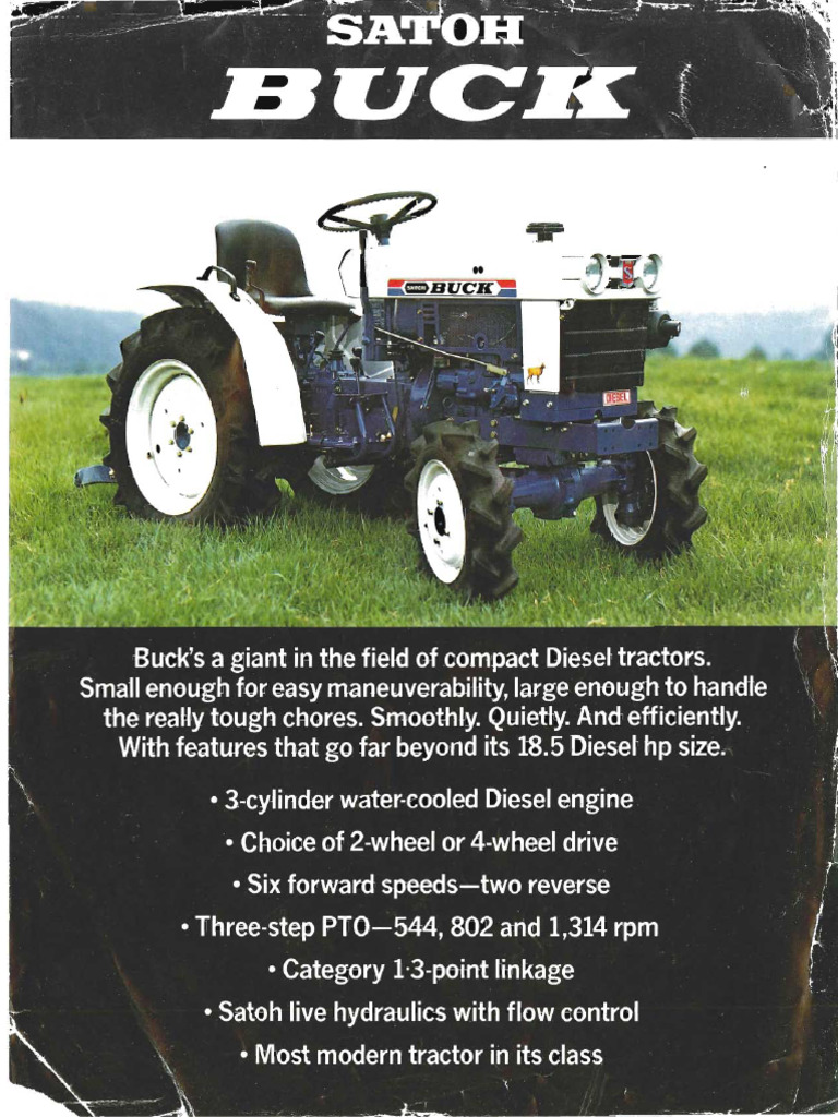 Satoh Buck S-470 & S-470D Specifications | PDF | Diesel Engine | Engines