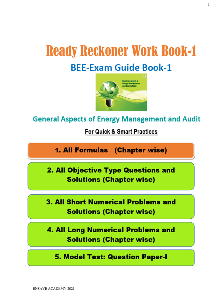 Ready Reckoner Work Book-1: BEE-Exam Guide Book-1 | PDF | Net Present ...