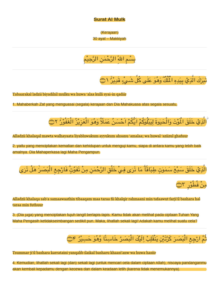 Juz 29 Al Quran Arab Latin Dan Terjemahannya Full Lengkap | PDF