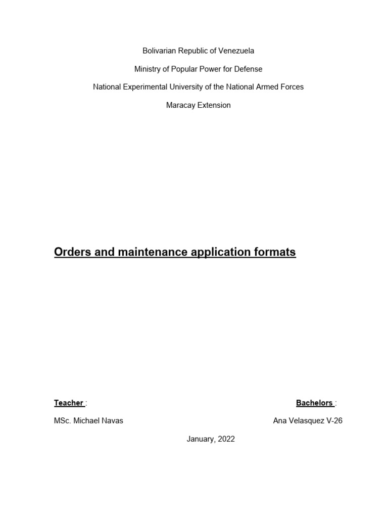 Work Order and General Maintenance Forms | PDF | Quality Management System