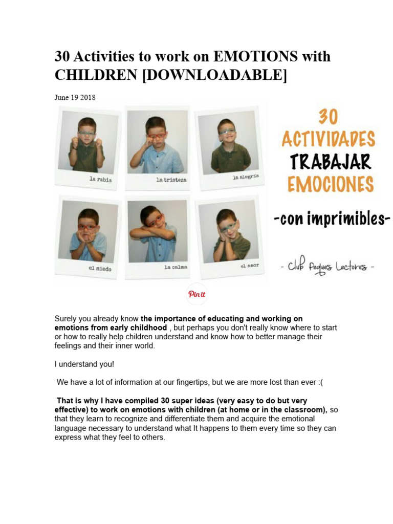 30 Activities To Work On EMOTIONS With CHILDREN | PDF | Empathy | Emotions