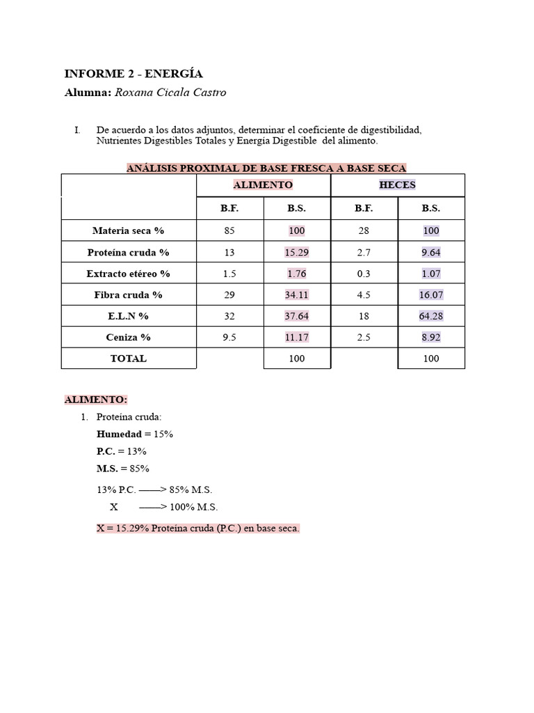 Nutrientes Digestibles Totales y Energía | PDF | Caloría | Alimentos