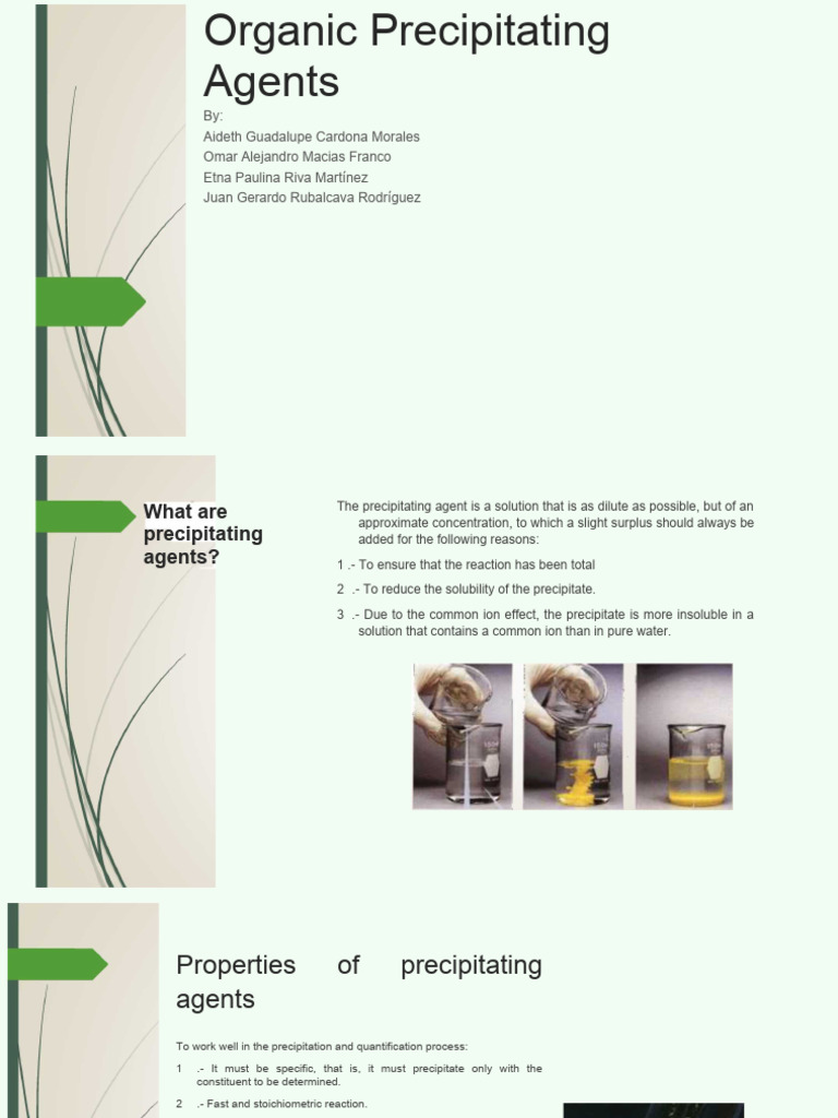 Organic Precipitating Agents | PDF | Precipitation (Chemistry) | Solubility