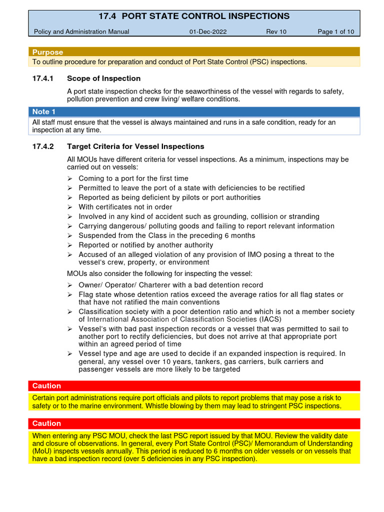 17.4 Port State Control Inspections - 2 | PDF | Firefighting | Ships