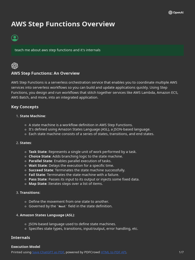 AWS Step Functions Overview | PDF | Function (Mathematics) | Amazon Web Services