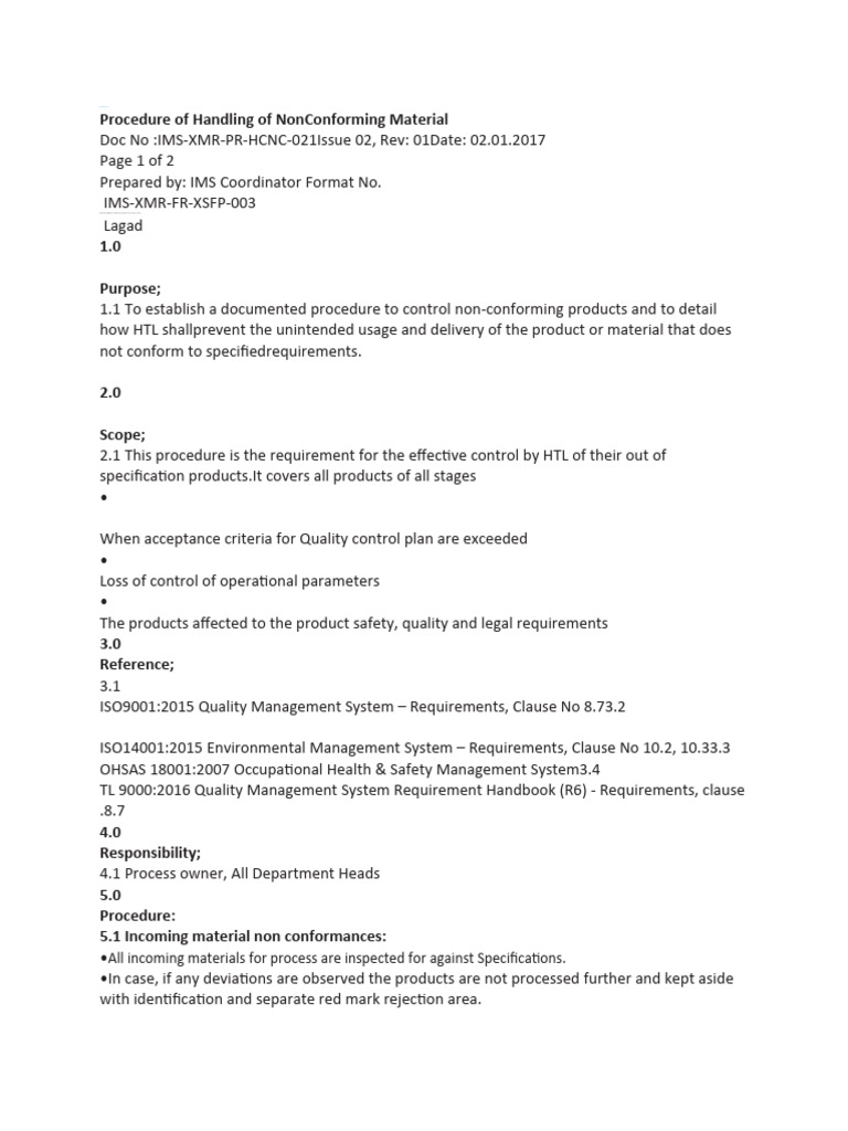 SOP Document | PDF | Audit | Iso 9000
