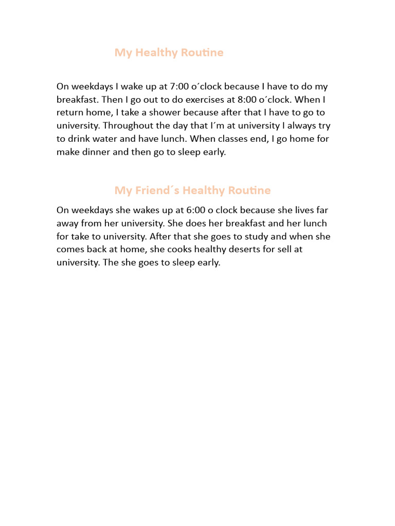 My Healthy Routine | PDF