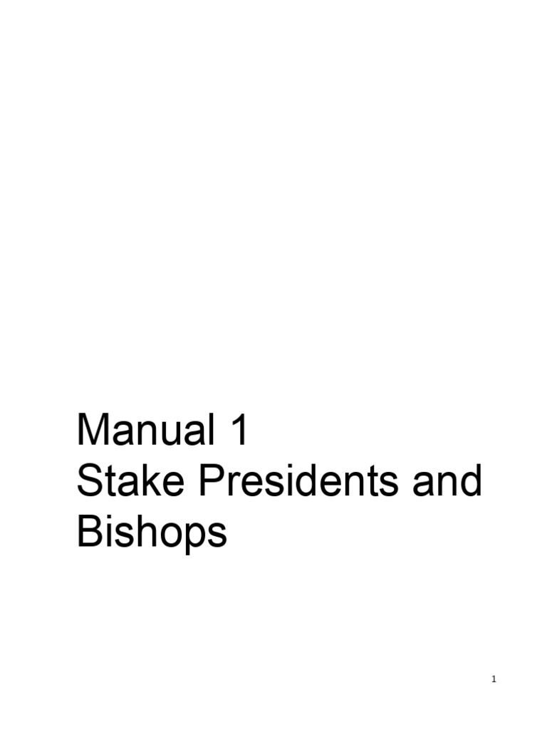 Manual 1 Administration of The LDS Church | PDF | Bishop | The Church ...