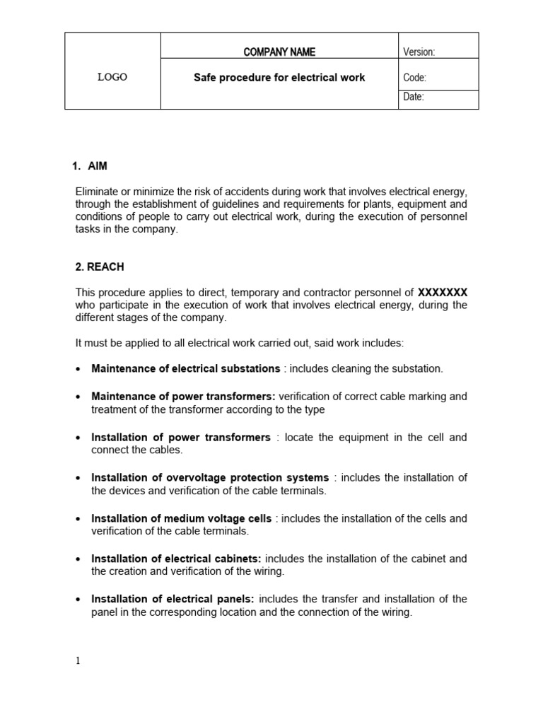 Electrical Work Procedure | PDF | Manufactured Goods | Electrical Engineering
