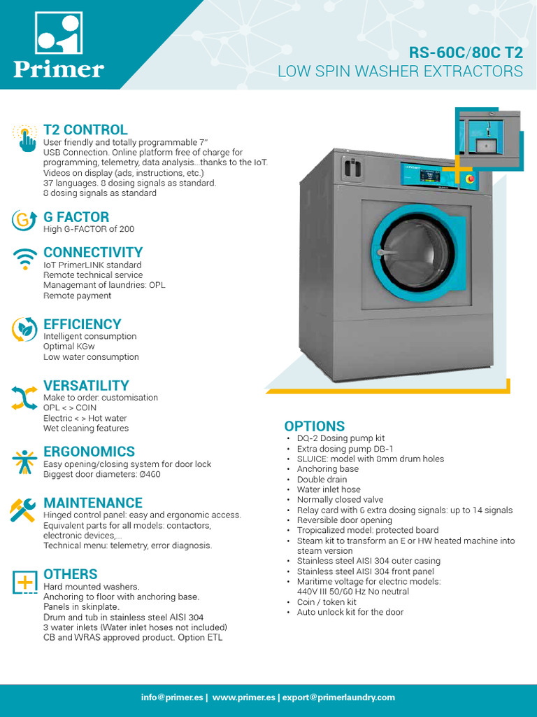 Low Spin Washer Extractors RS-60C/80C | PDF | Washing Machine ...