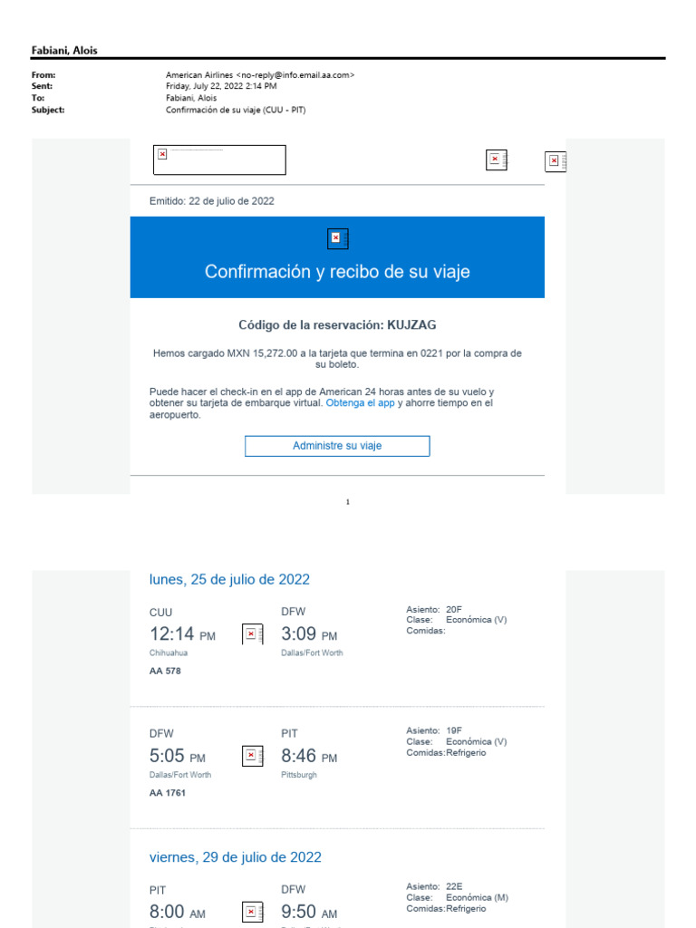 Confirmación y Recibo de Su Viaje: Fabiani, Alois | PDF | aerolíneas ...