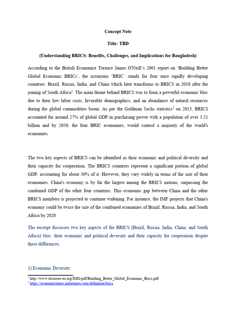 Brics Concept Note | Download Free PDF | Bric | Economies