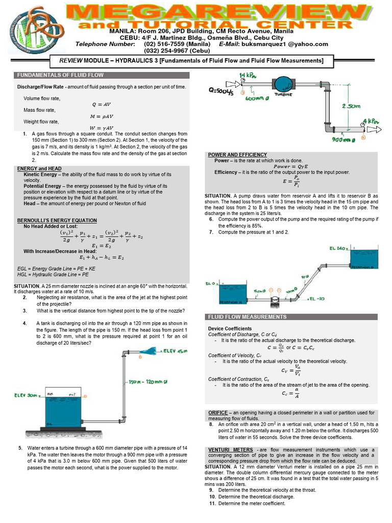 Review Module 17 - Hydraulics 3 - Part 2 | PDF | Flow Measurement | Pump