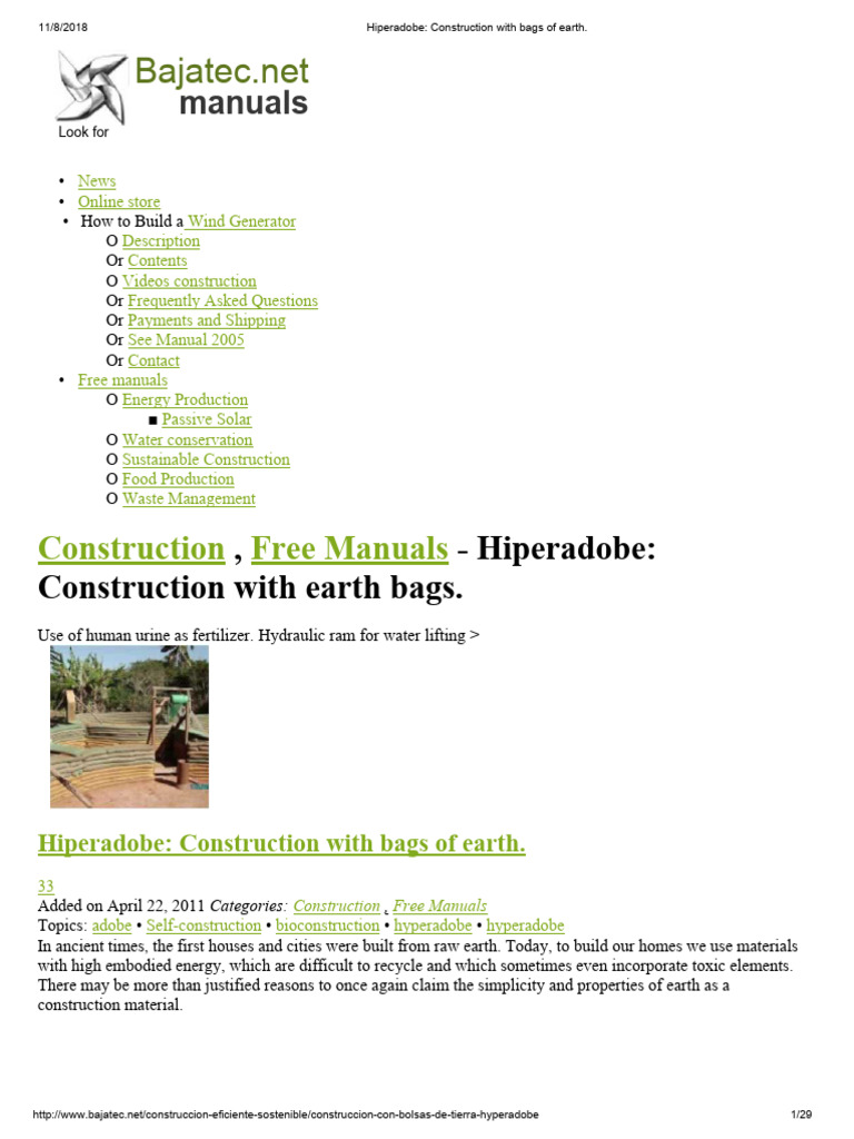 Hiperadobe Construction With Earth Bags | PDF