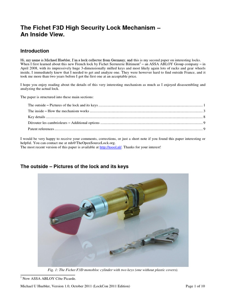 The Fichet F3D High Security Lock Mechanism | PDF