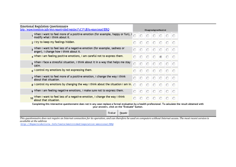 Emotional Regulation Questionnaire | PDF