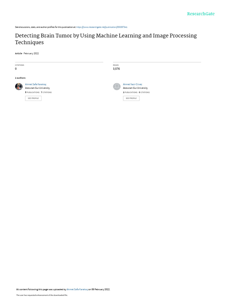 Tumor Detection and Classification | PDF | Support Vector Machine ...