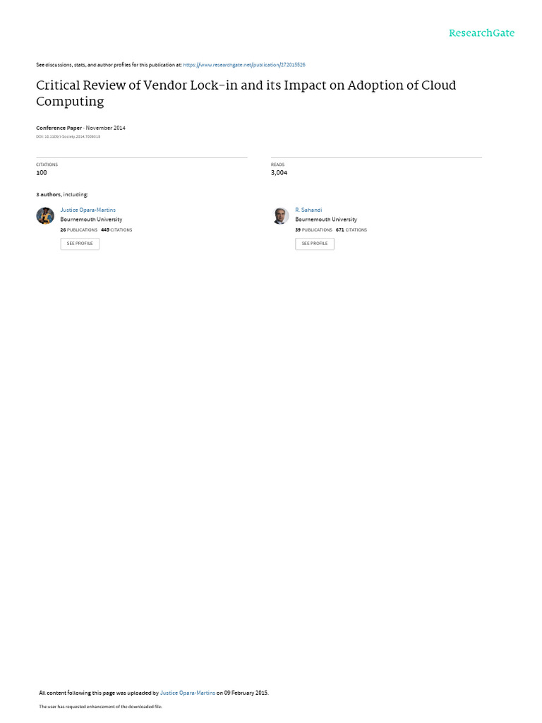 Critical Review of Vendor Lock-In and Its Impact On Adoption of Cloud Computing | PDF | Cloud ...