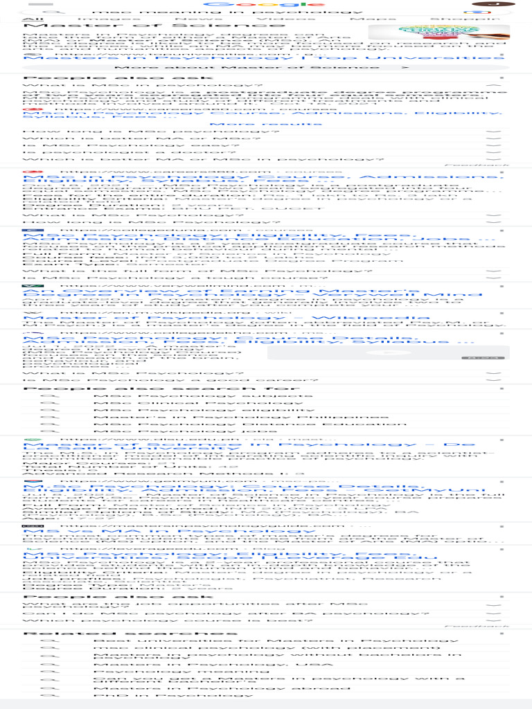 MSC Meaning in Psychology - Google Search | PDF | Master Of Science ...