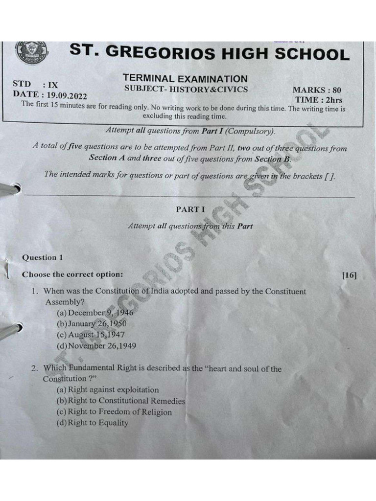 Term 1 Paper (ST Gregorios) | PDF