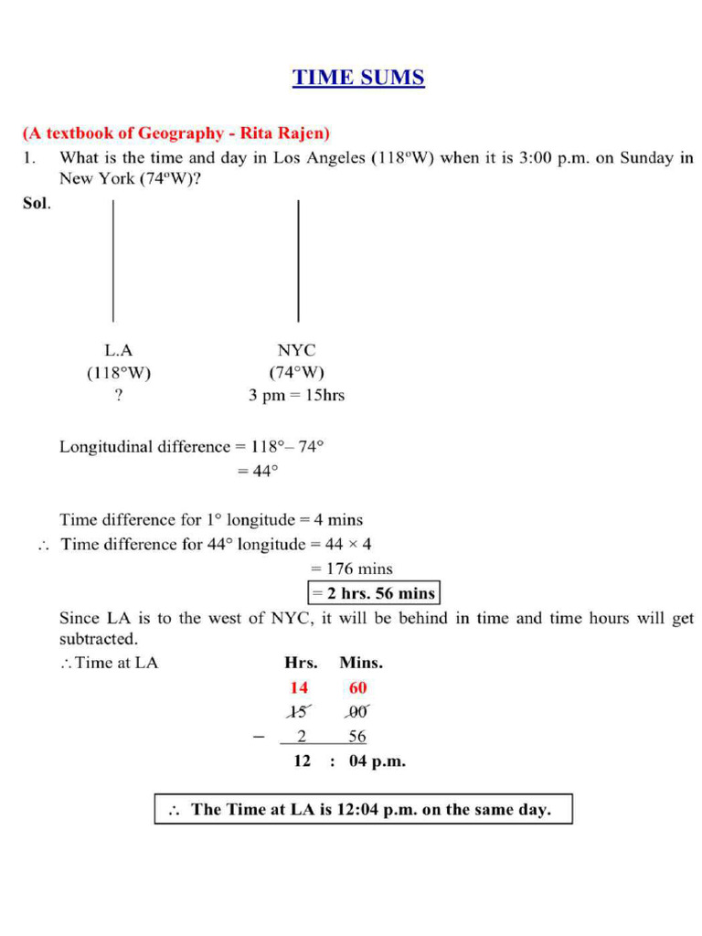 Latitudes and Longitudes Time Sums (External) | PDF