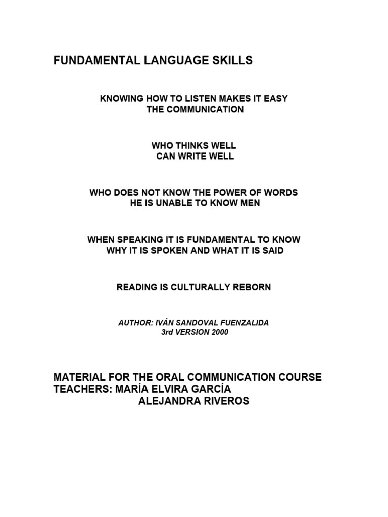 Language Skills | PDF | Communication | Linguistics