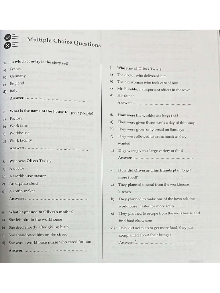 Oliver asks for More Questions with Answers (External) | PDF