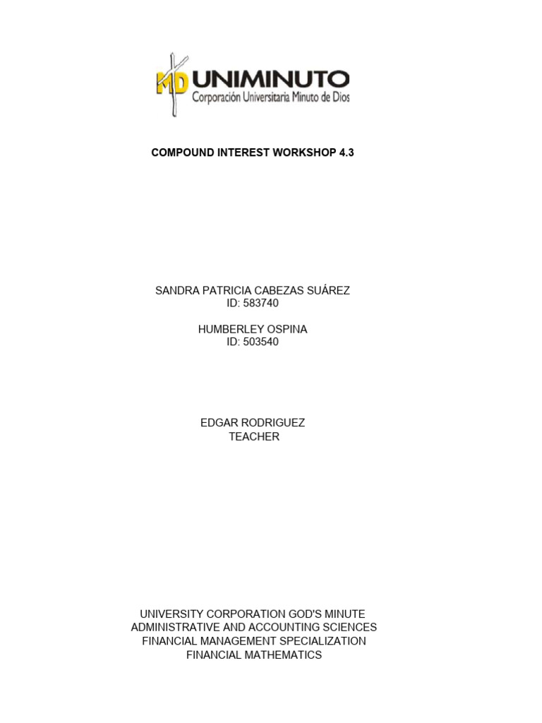 Financial Mathematics Workshop 4.3 | PDF | Interest | Interest Rates