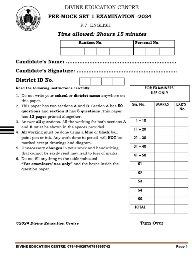 p.7 English Pre-Mock Set 1 2024xx | PDF | Farms