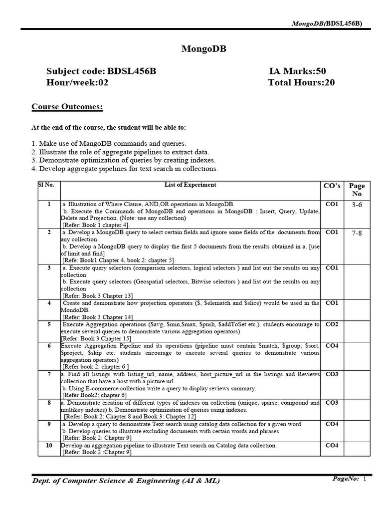 Mongo DB Final Lab Manual | PDF | Mongo Db | Information Retrieval Mongo DB Final Lab Manual | PDF | Mongo Db | Information Retrieval